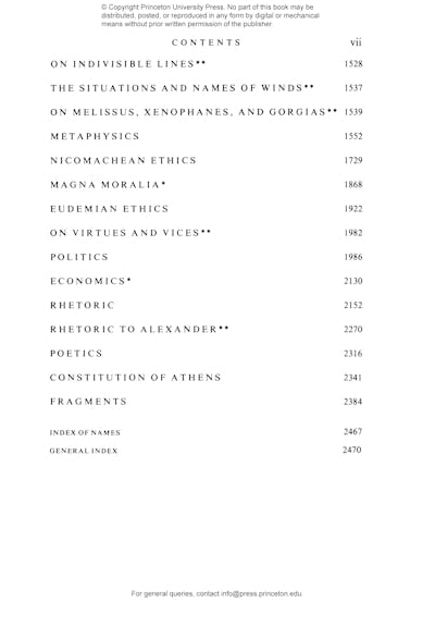 The Complete Works of Aristotle, Volume One | Princeton University Press