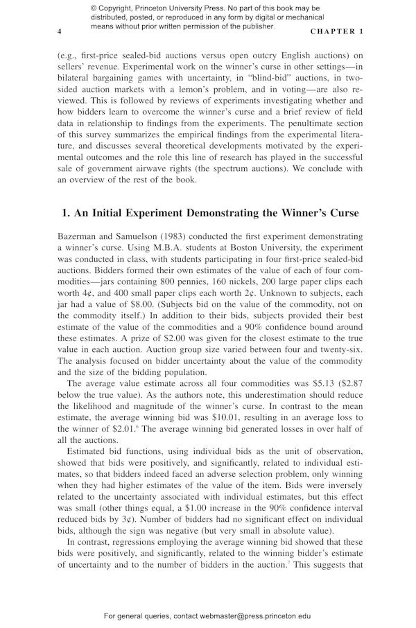 Common Value Auctions and the Winner's Curse | Princeton University Press