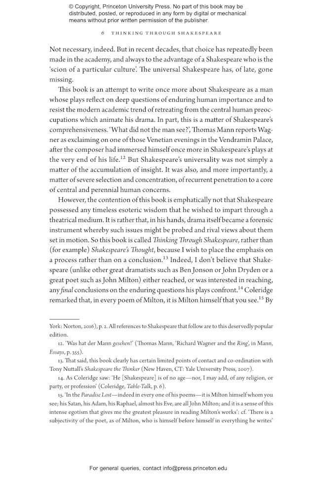 Thinking Through Shakespeare | Princeton University Press