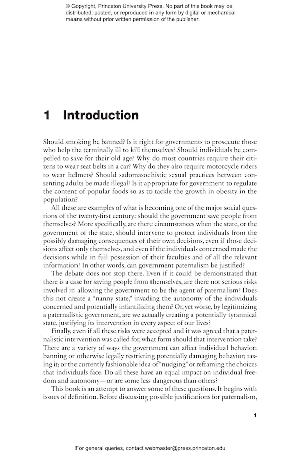 Government Paternalism | Princeton University Press