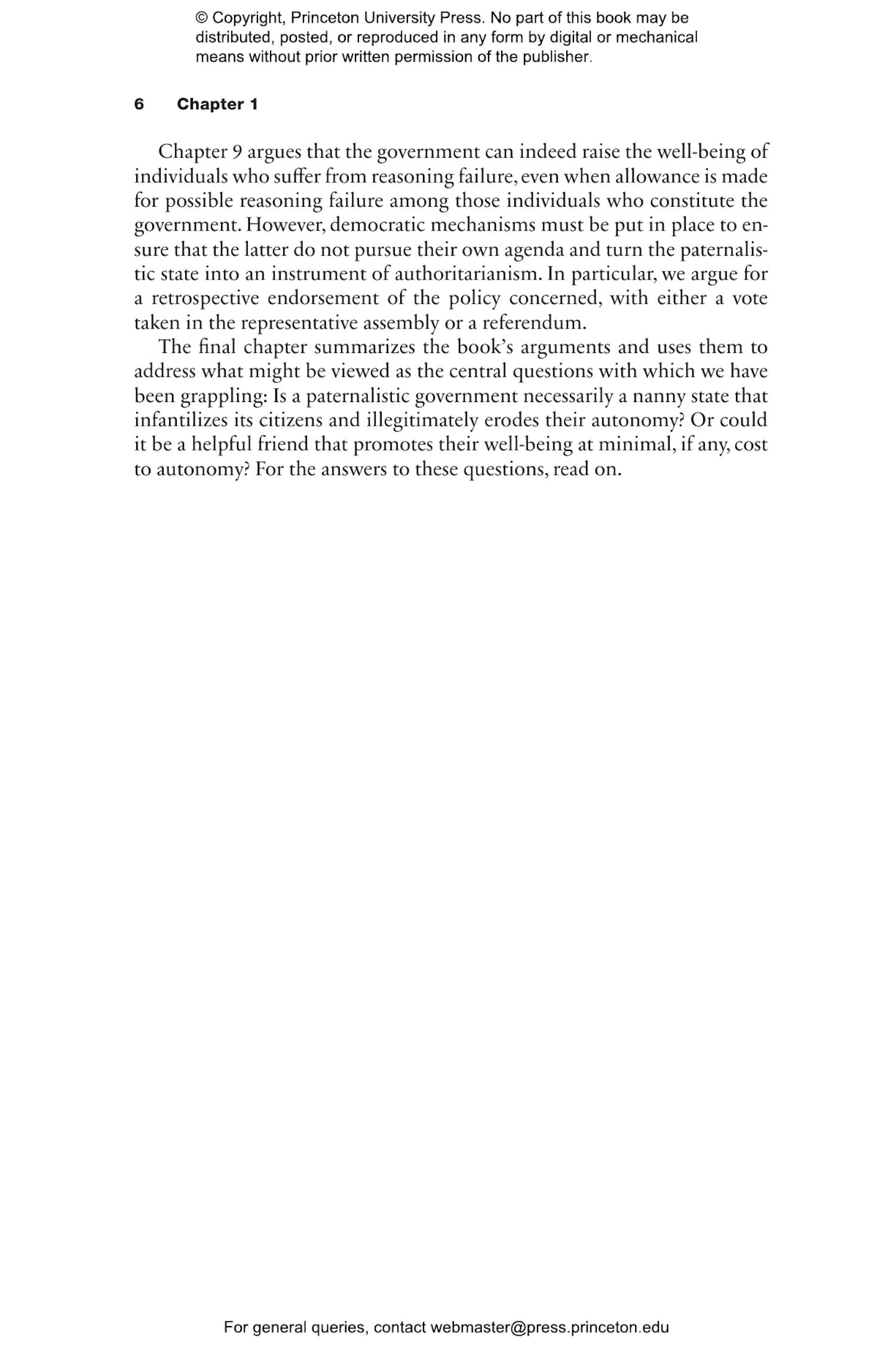 Government Paternalism | Princeton University Press