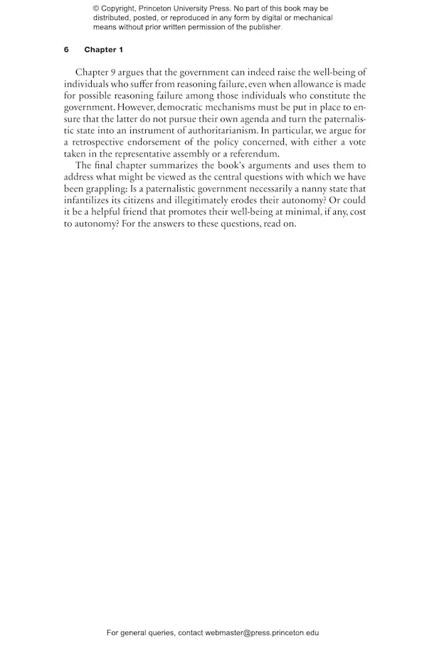 Government Paternalism | Princeton University Press