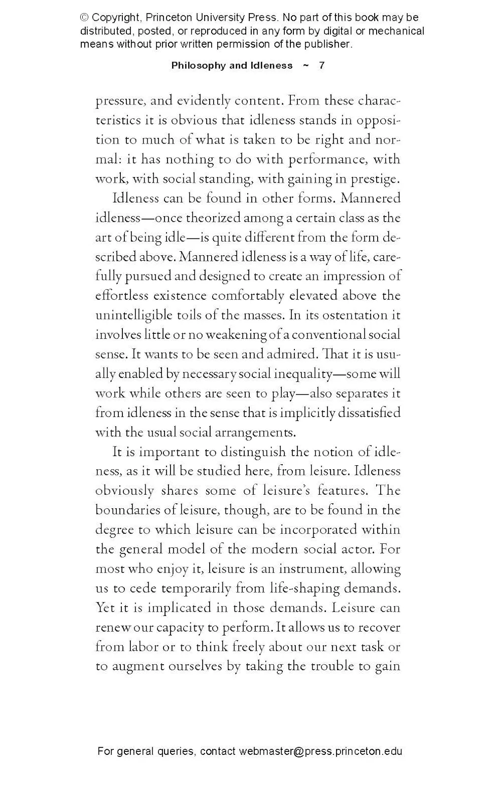 Idleness | Princeton University Press