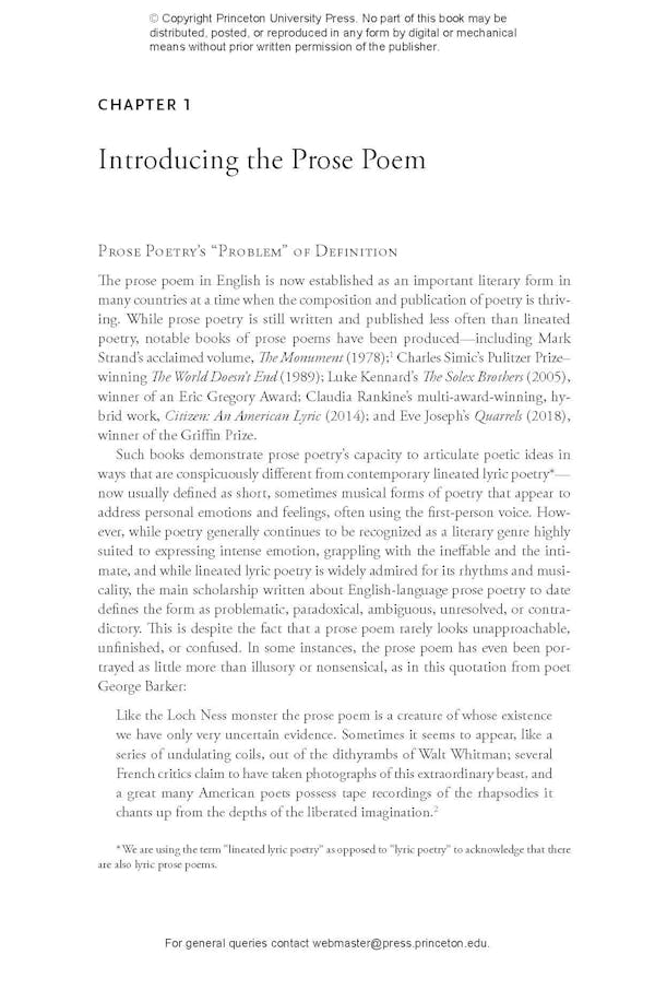 Prose Poetry | Princeton University Press