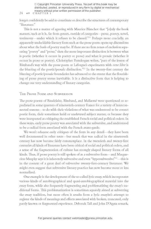 Prose Poetry | Princeton University Press