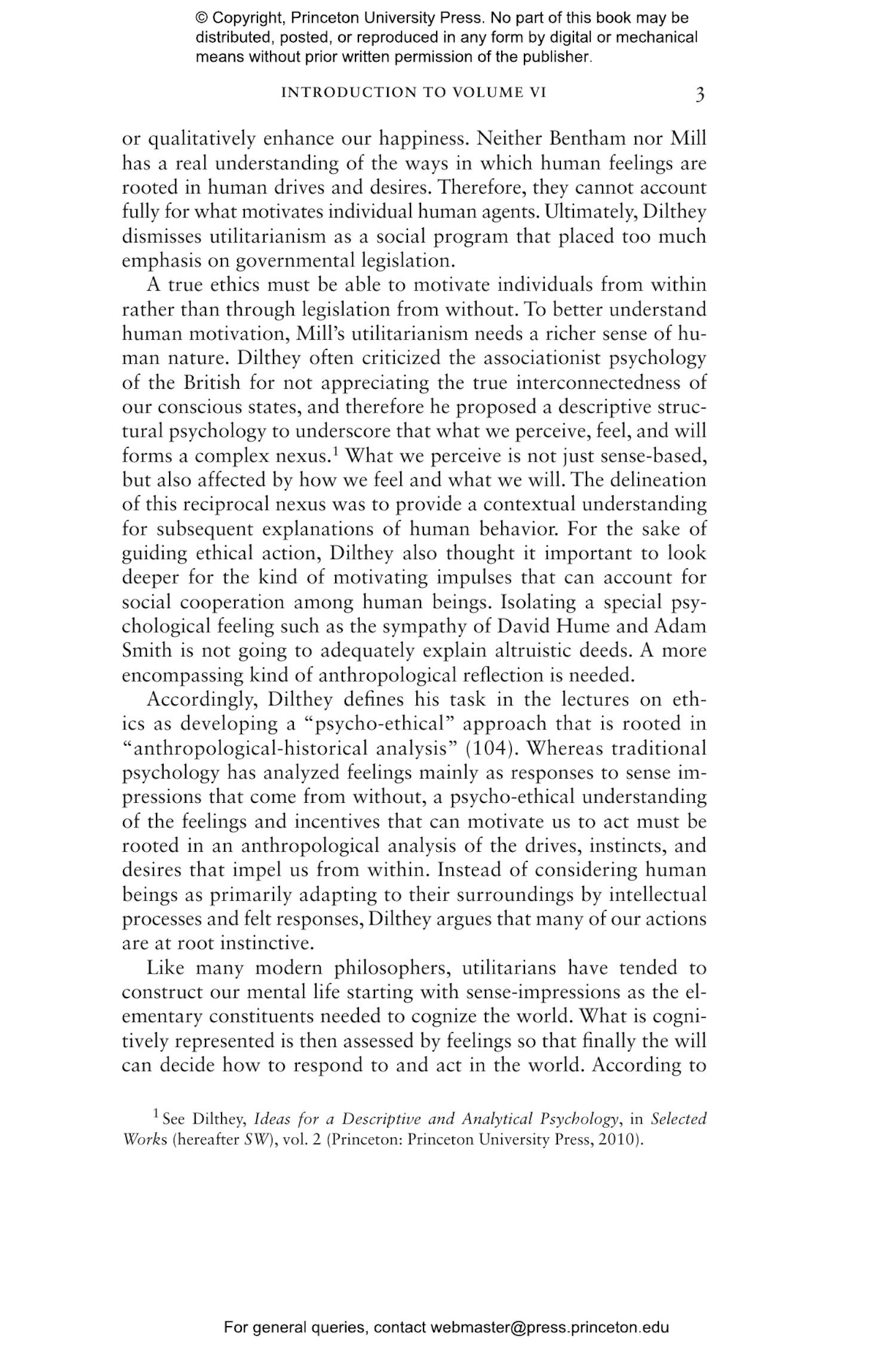 Wilhelm Dilthey: Selected Works, Volume VI | Princeton University Press