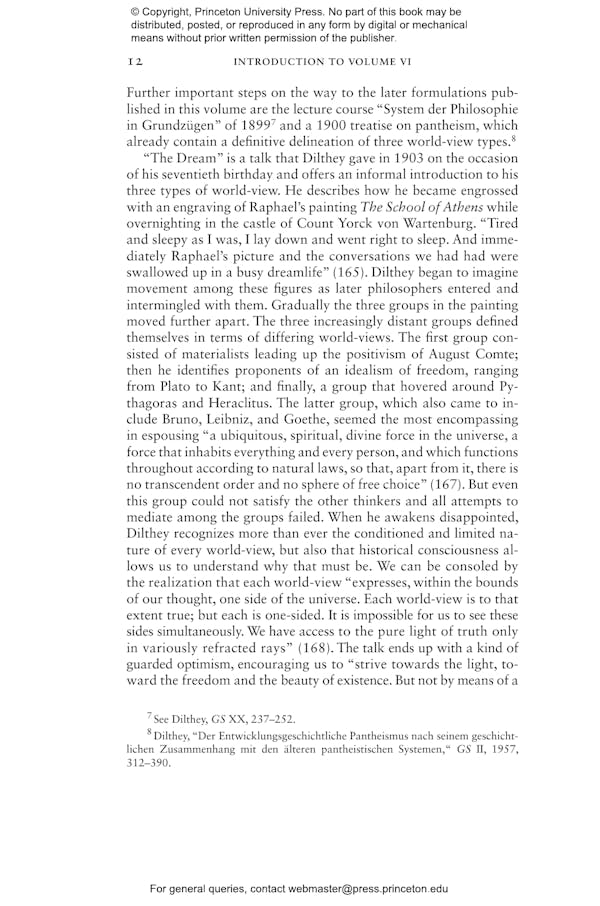 Wilhelm Dilthey: Selected Works, Volume VI | Princeton University Press