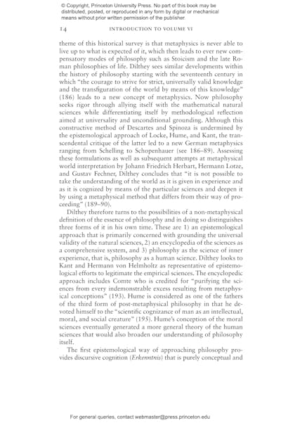 Wilhelm Dilthey: Selected Works, Volume VI | Princeton University Press