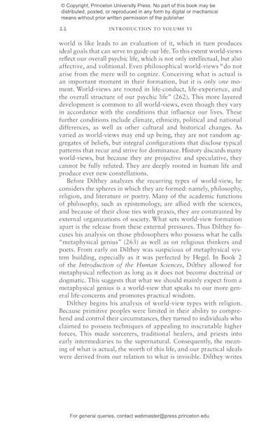 Wilhelm Dilthey: Selected Works, Volume VI | Princeton University Press