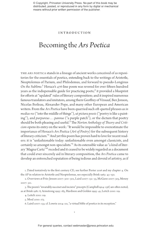 Horace's Ars Poetica | Princeton University Press