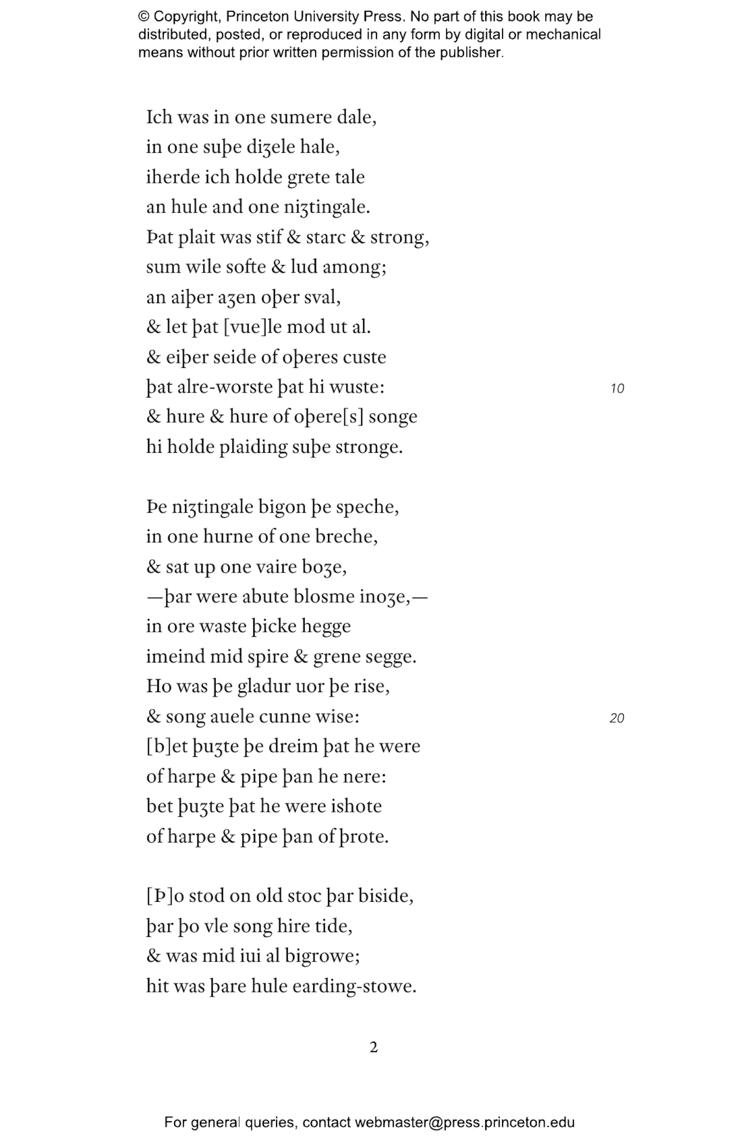 The Owl and the Nightingale | Princeton University Press