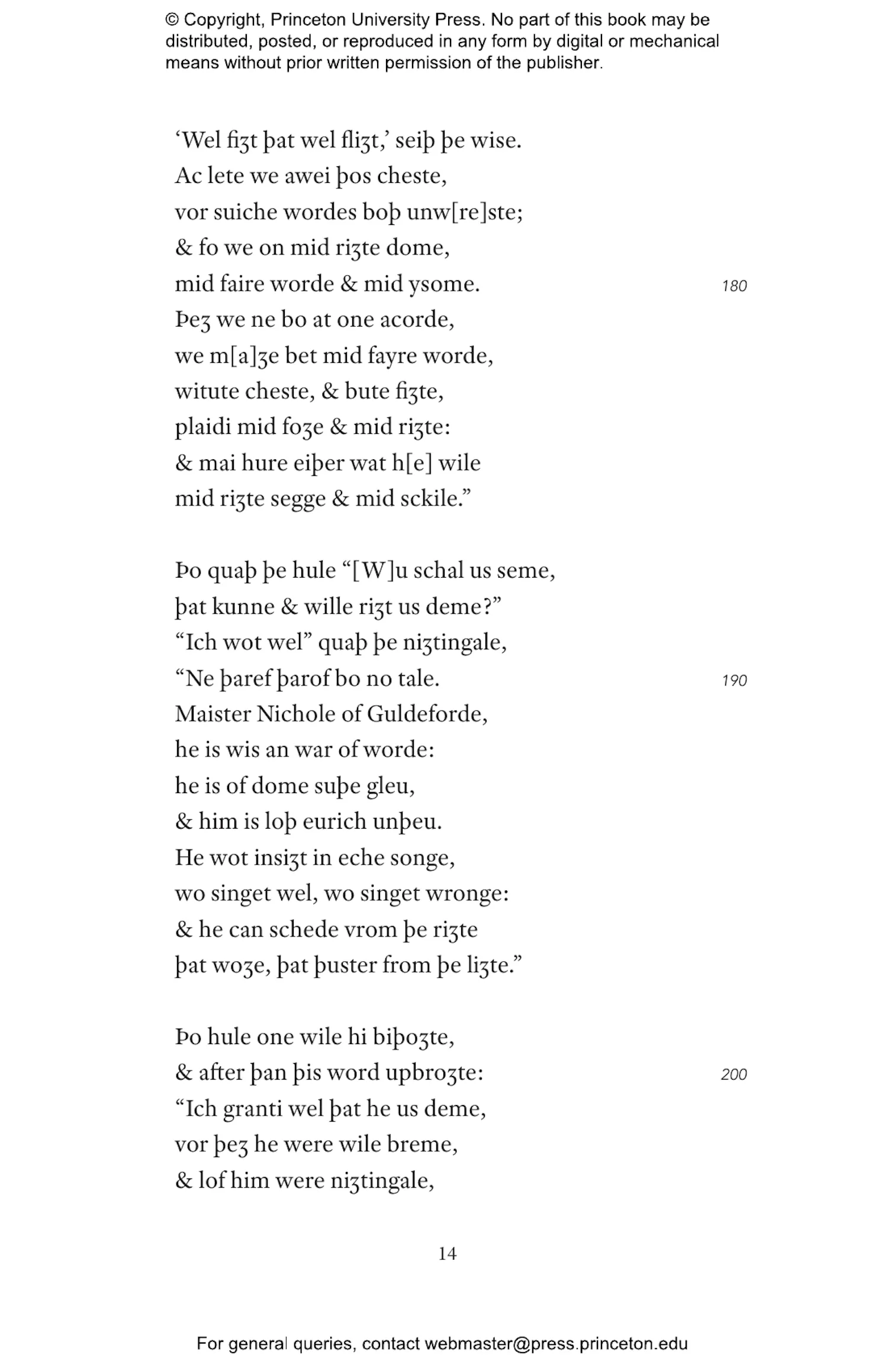 The Owl and the Nightingale | Princeton University Press