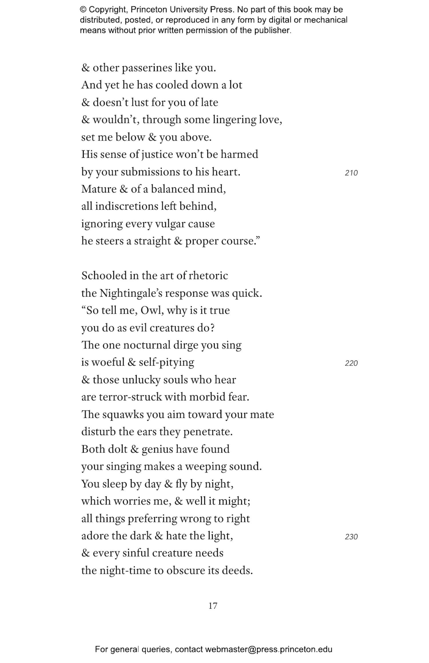 The Owl and the Nightingale | Princeton University Press