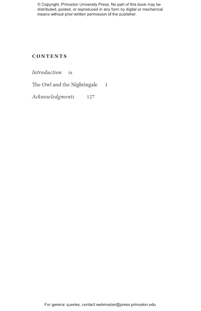 The Owl and the Nightingale | Princeton University Press