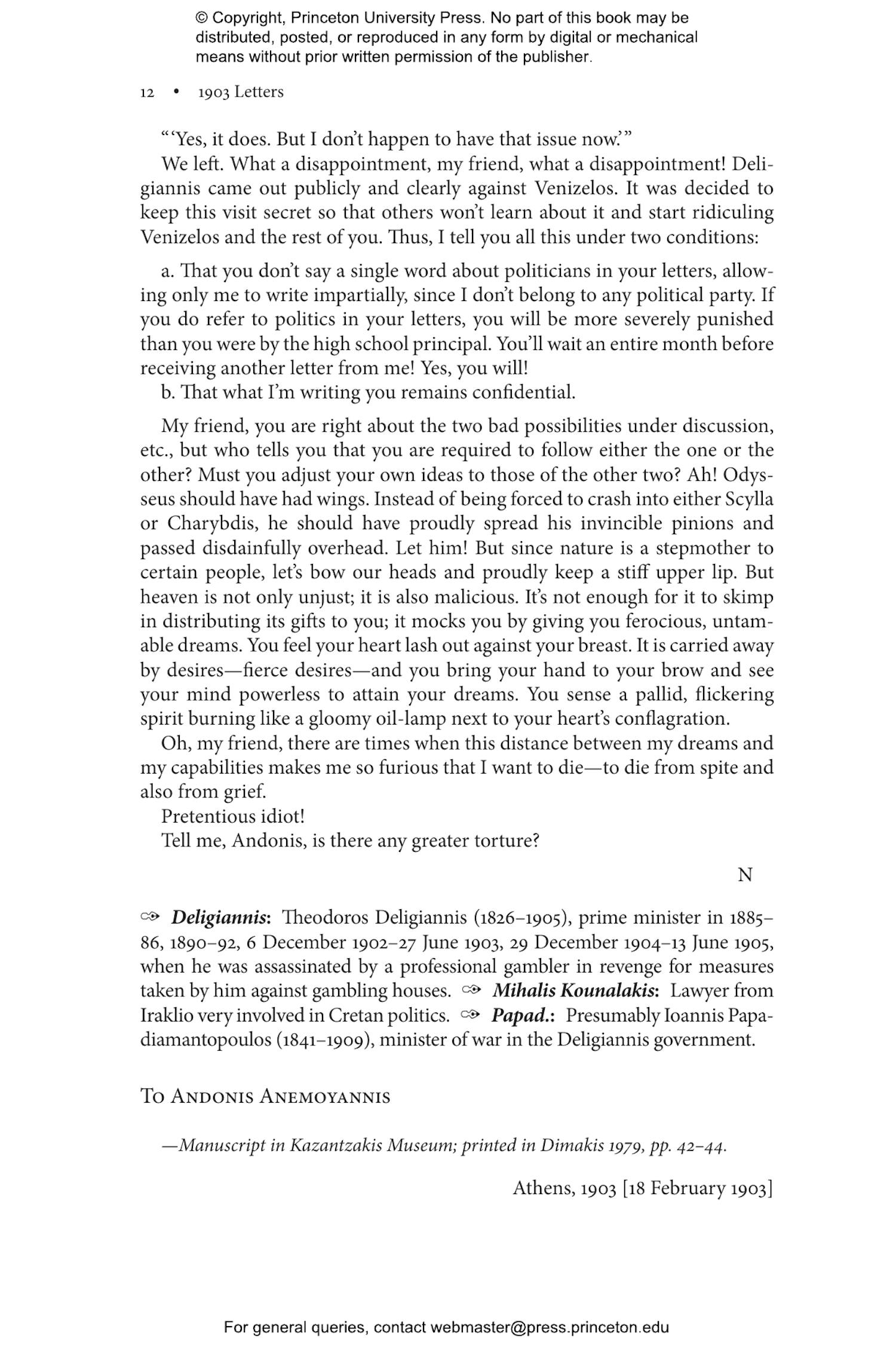 The Selected Letters of Nikos Kazantzakis | Princeton University Press