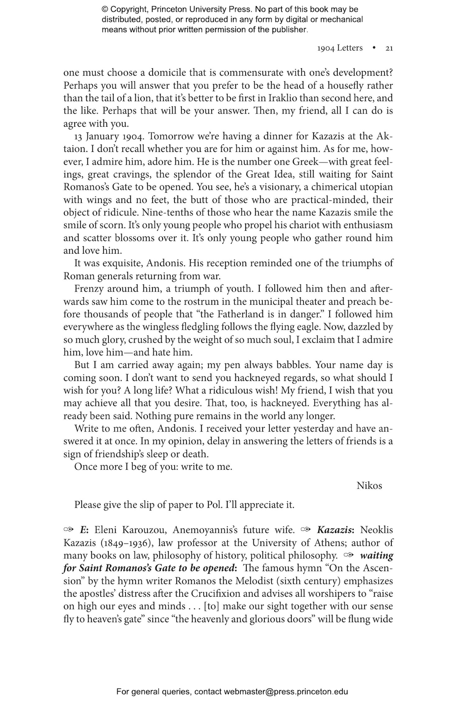 The Selected Letters of Nikos Kazantzakis | Princeton University Press