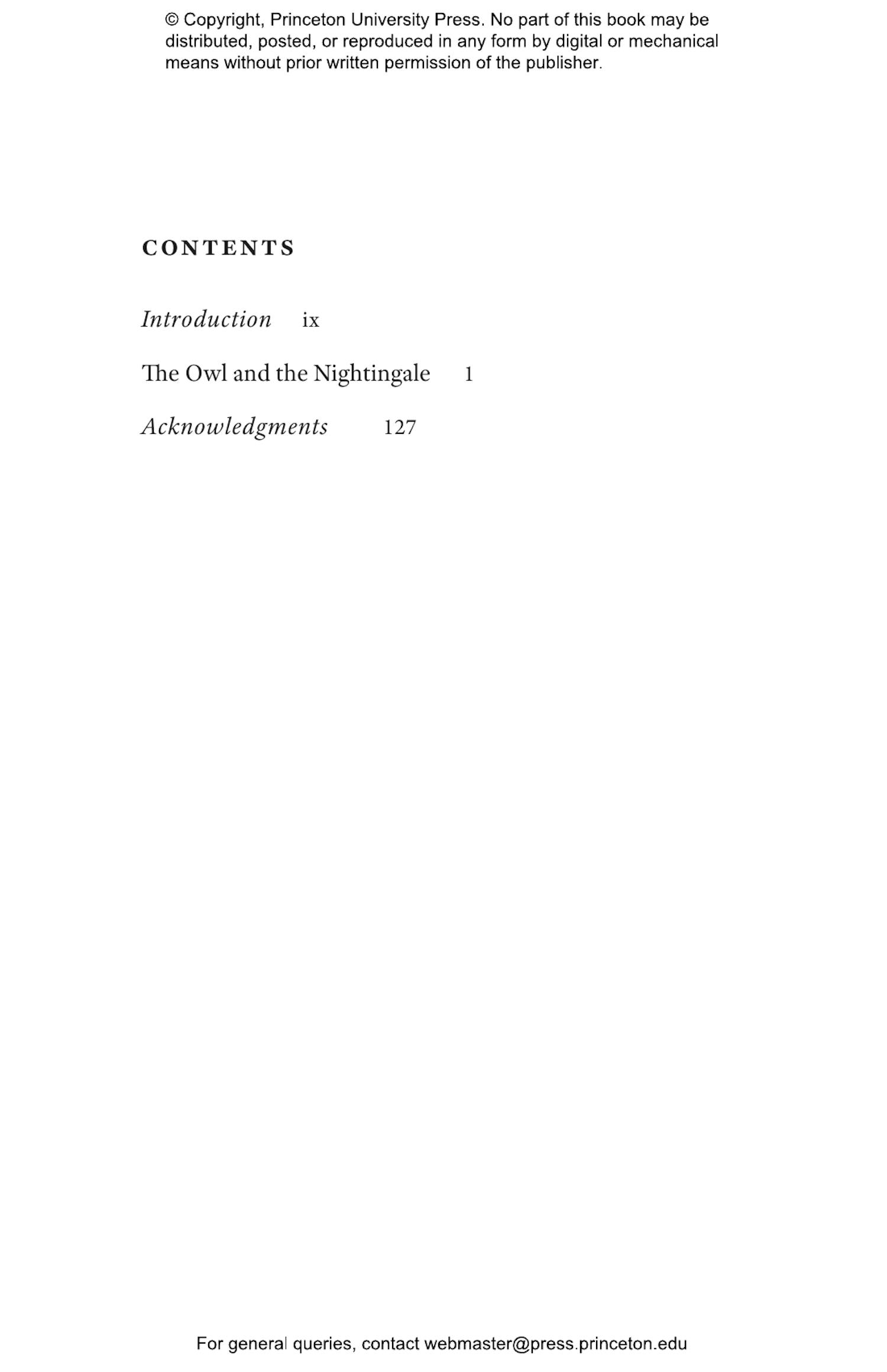 The Owl and the Nightingale | Princeton University Press