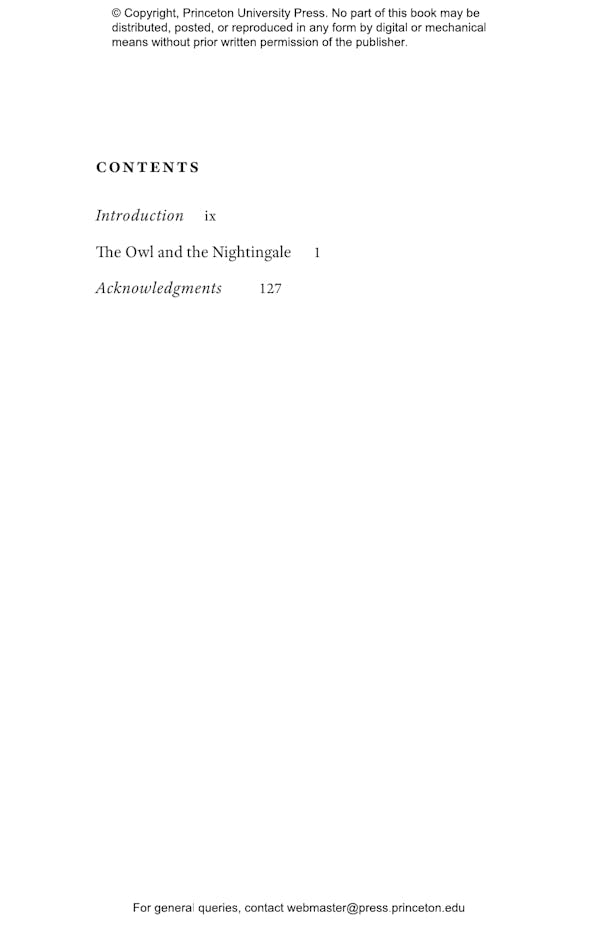 The Owl and the Nightingale | Princeton University Press