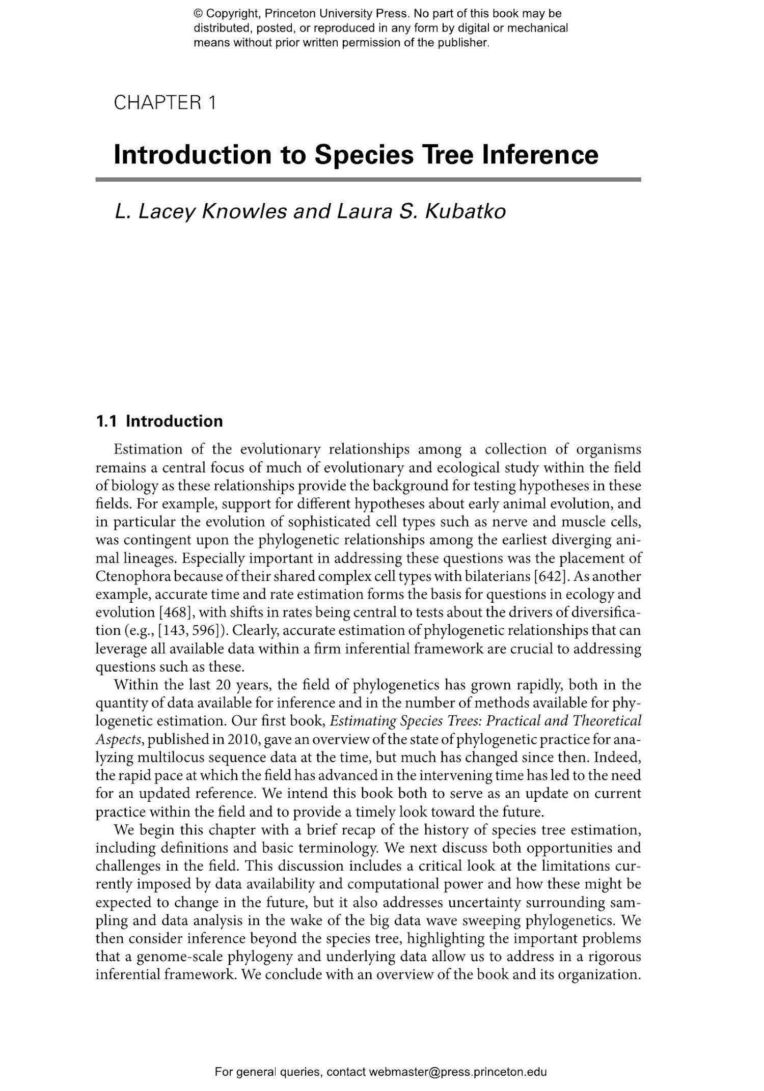 Species Tree Inference | Princeton University Press