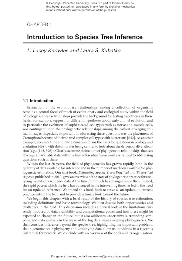 Species Tree Inference | Princeton University Press