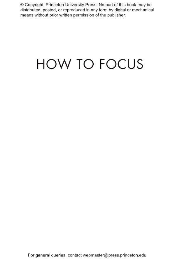 How to Focus | Princeton University Press