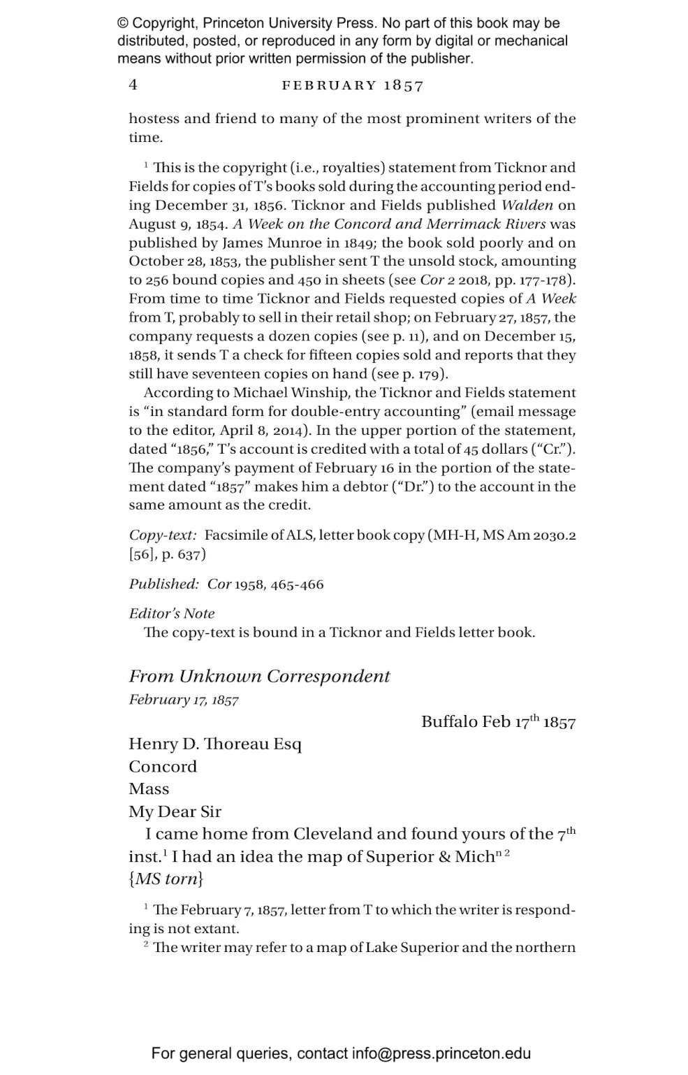The Correspondence of Henry D. Thoreau | Princeton University Press