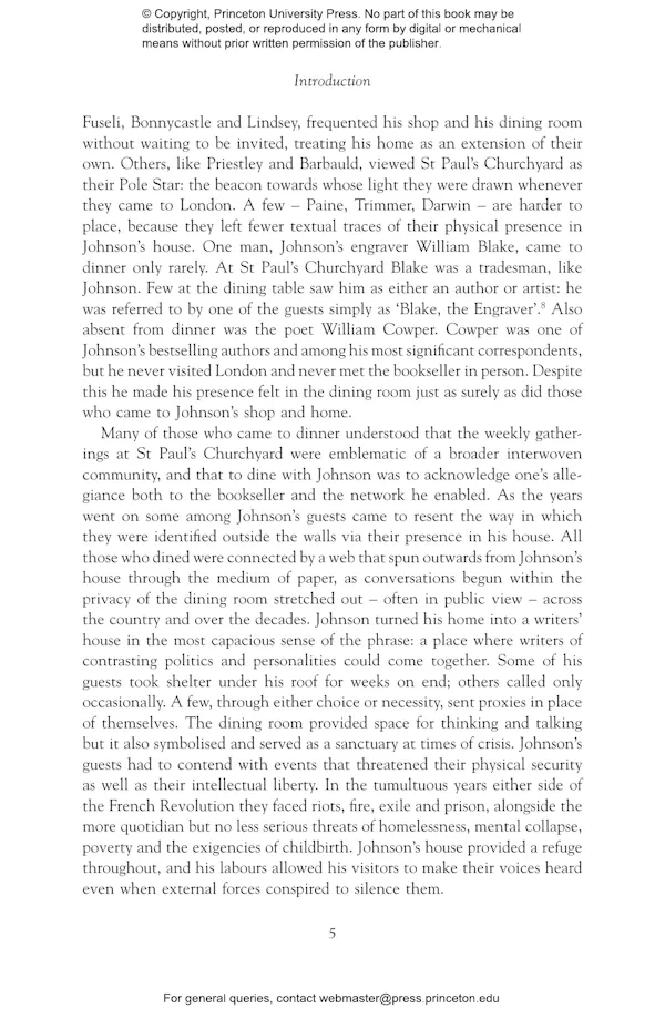 Dinner with Joseph Johnson | Princeton University Press