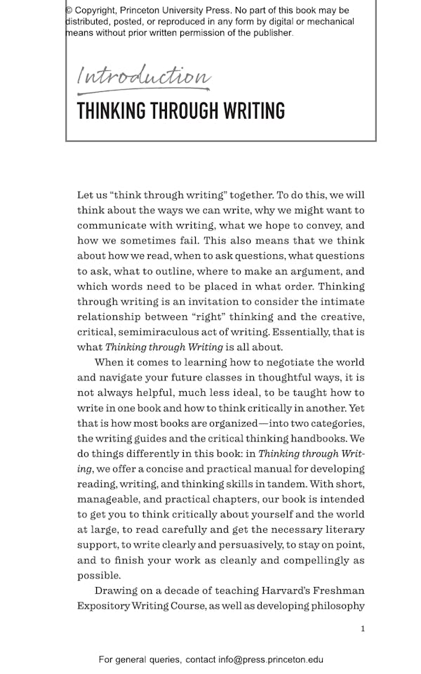 Thinking through Writing | Princeton University Press