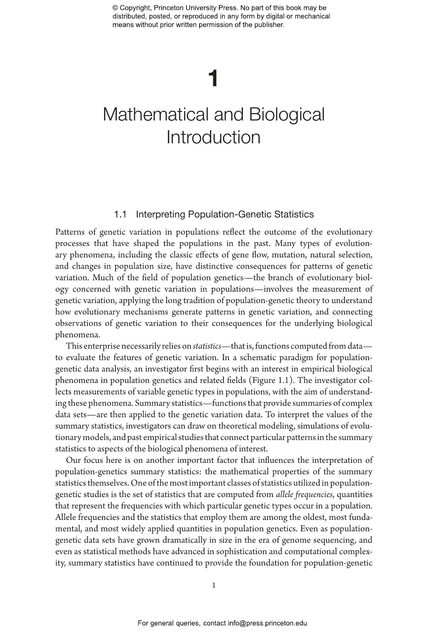 Mathematical Properties of Population-Genetic Statistics | Princeton ...