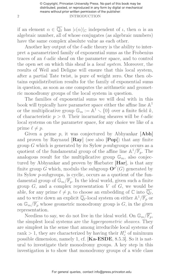 Exponential Sums Hypergeometric Sheaves And Monodromy Groups Princeton University Press