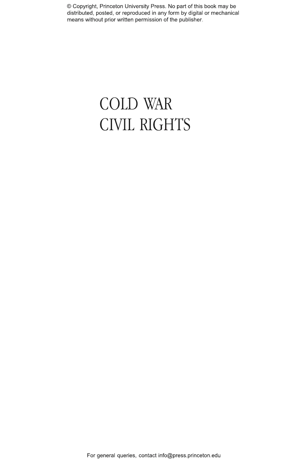 Cold War Civil Rights | Princeton University Press