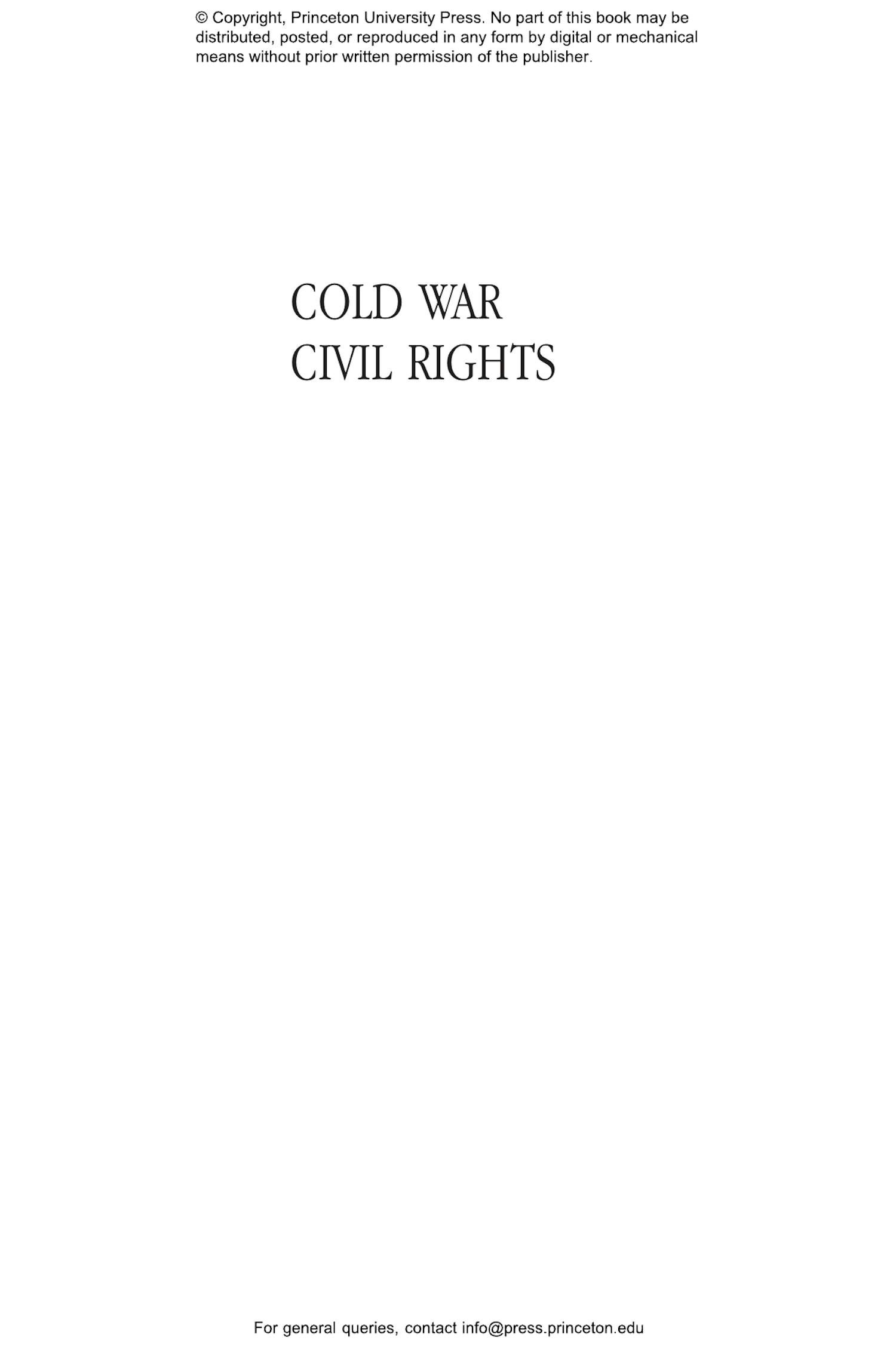 Cold War Civil Rights | Princeton University Press