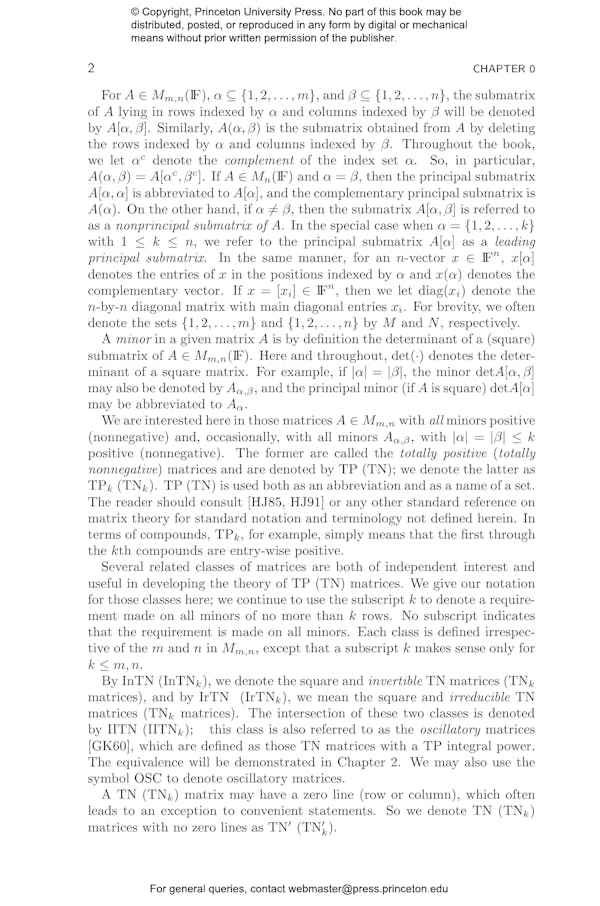 Totally Nonnegative Matrices | Princeton University Press