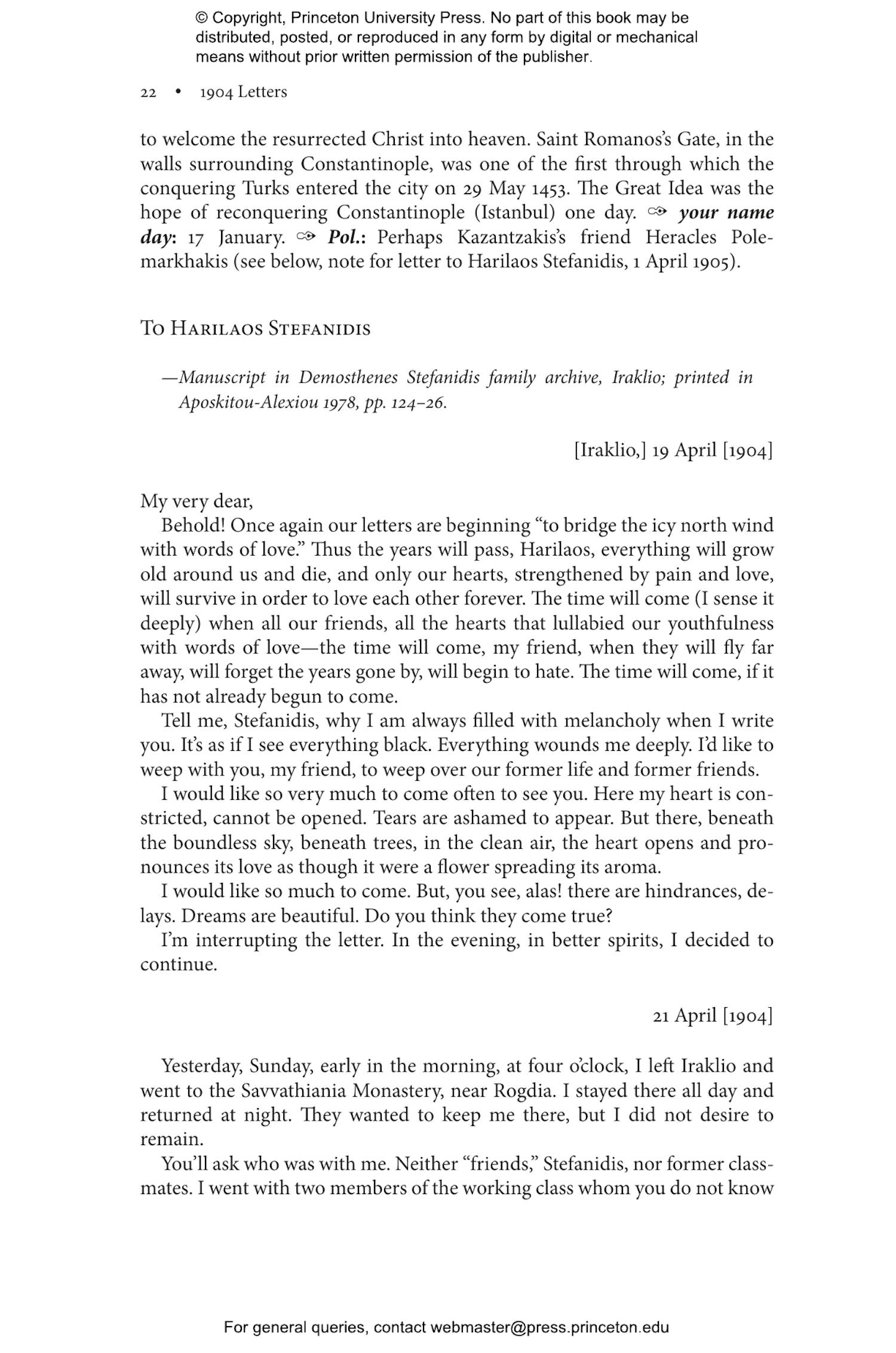 The Selected Letters of Nikos Kazantzakis | Princeton University Press